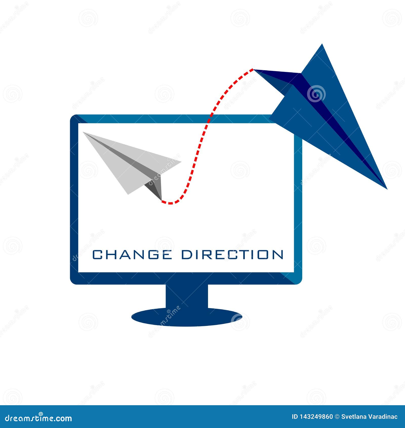 Change Direction - Business Concept Vector Illustration. Airplane ...