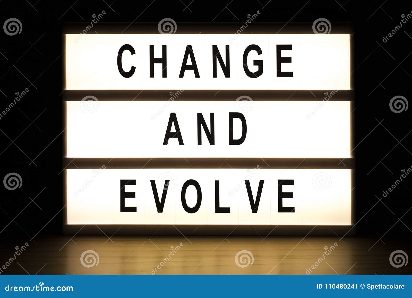 Change and Evolve Light Box Sign Board Stock Image - Image of marketing ...