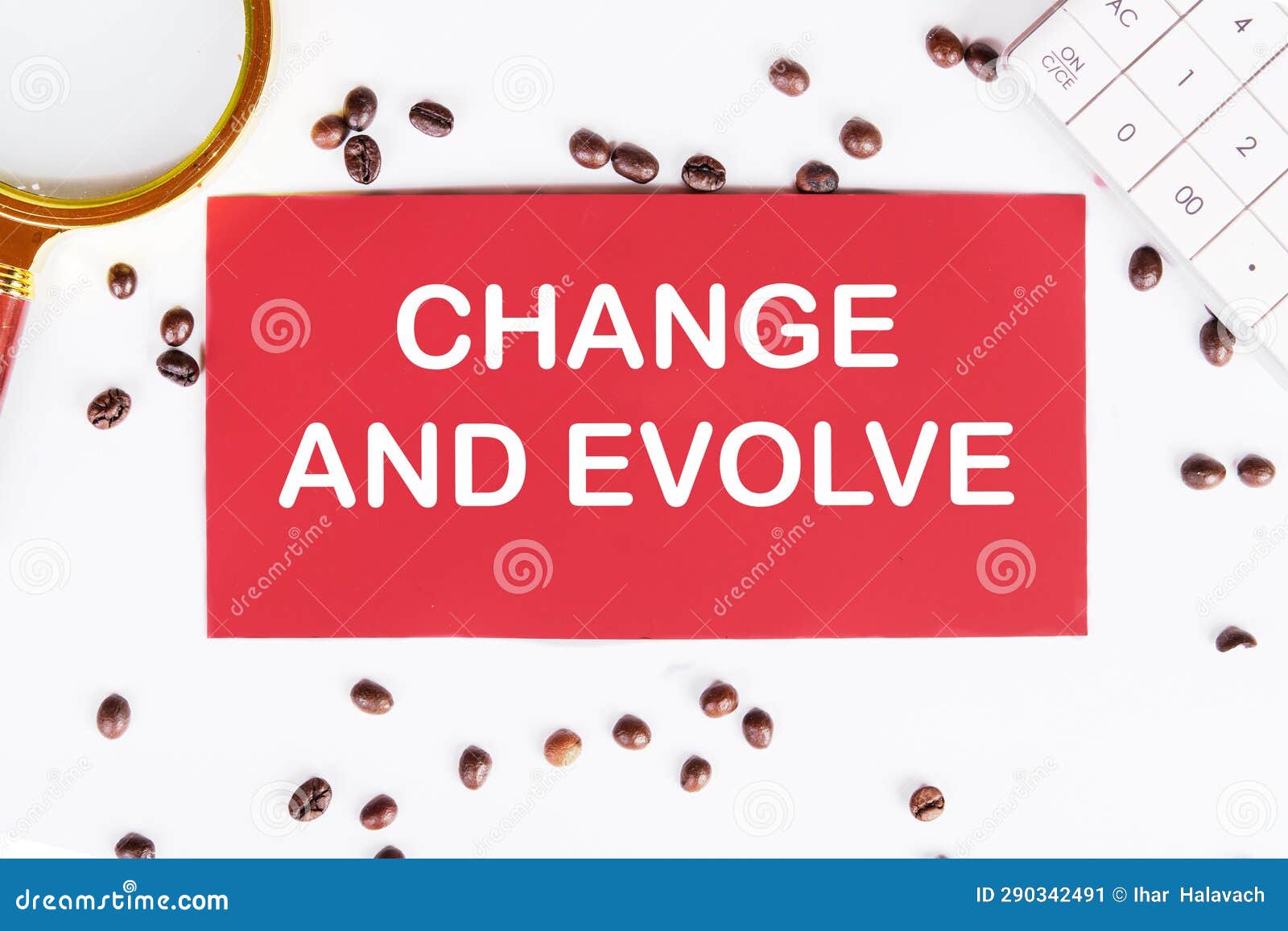 CHANGE and EVOLVEwriting on a Red Card on a White Background Stock ...
