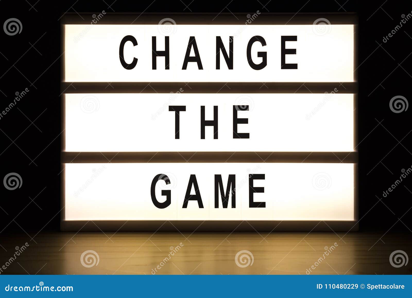 Change the Game Light Box Sign Board Stock Image - Image of creativity ...