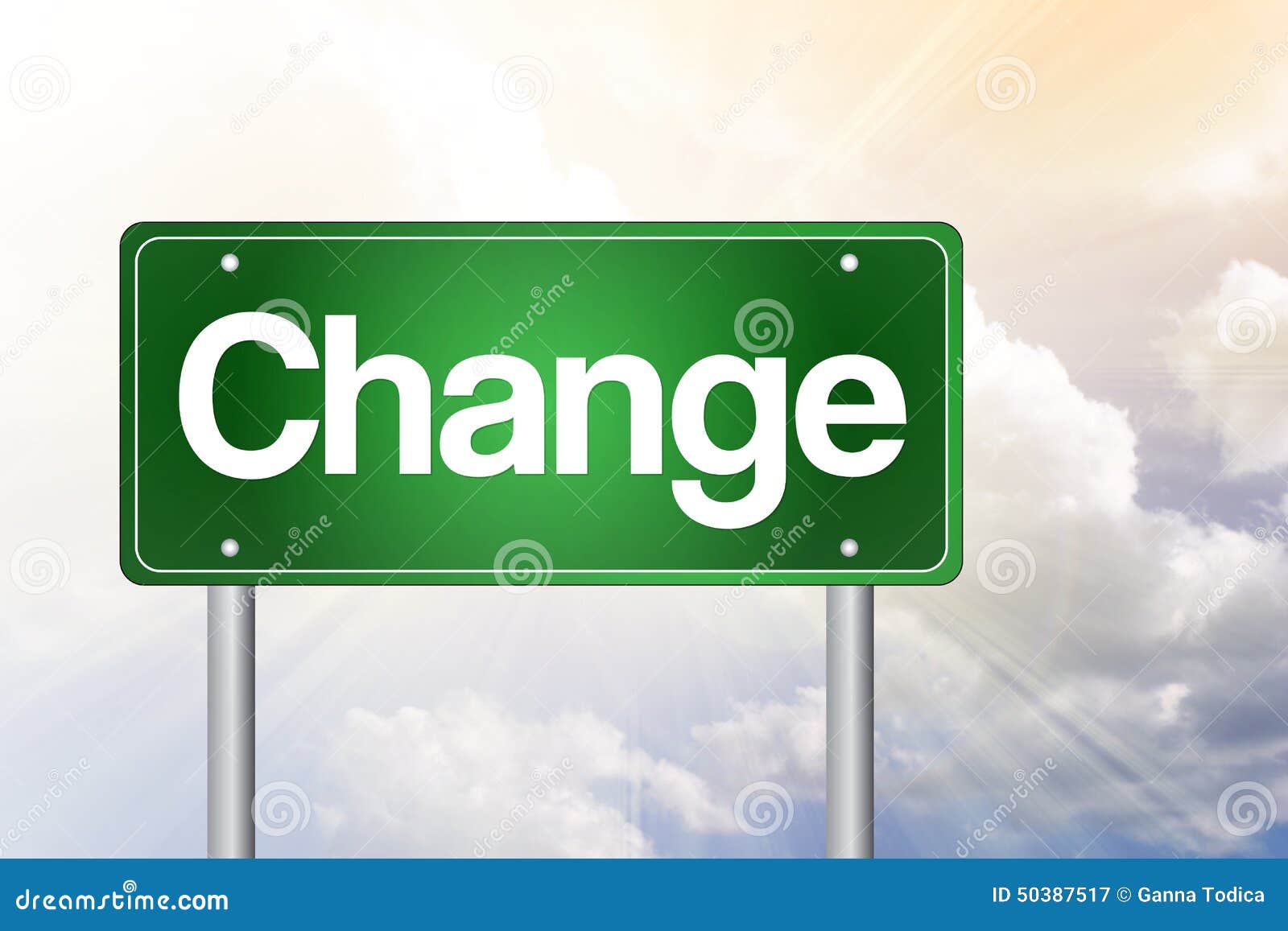 Change Green Road Sign stock illustration. Illustration of message ...