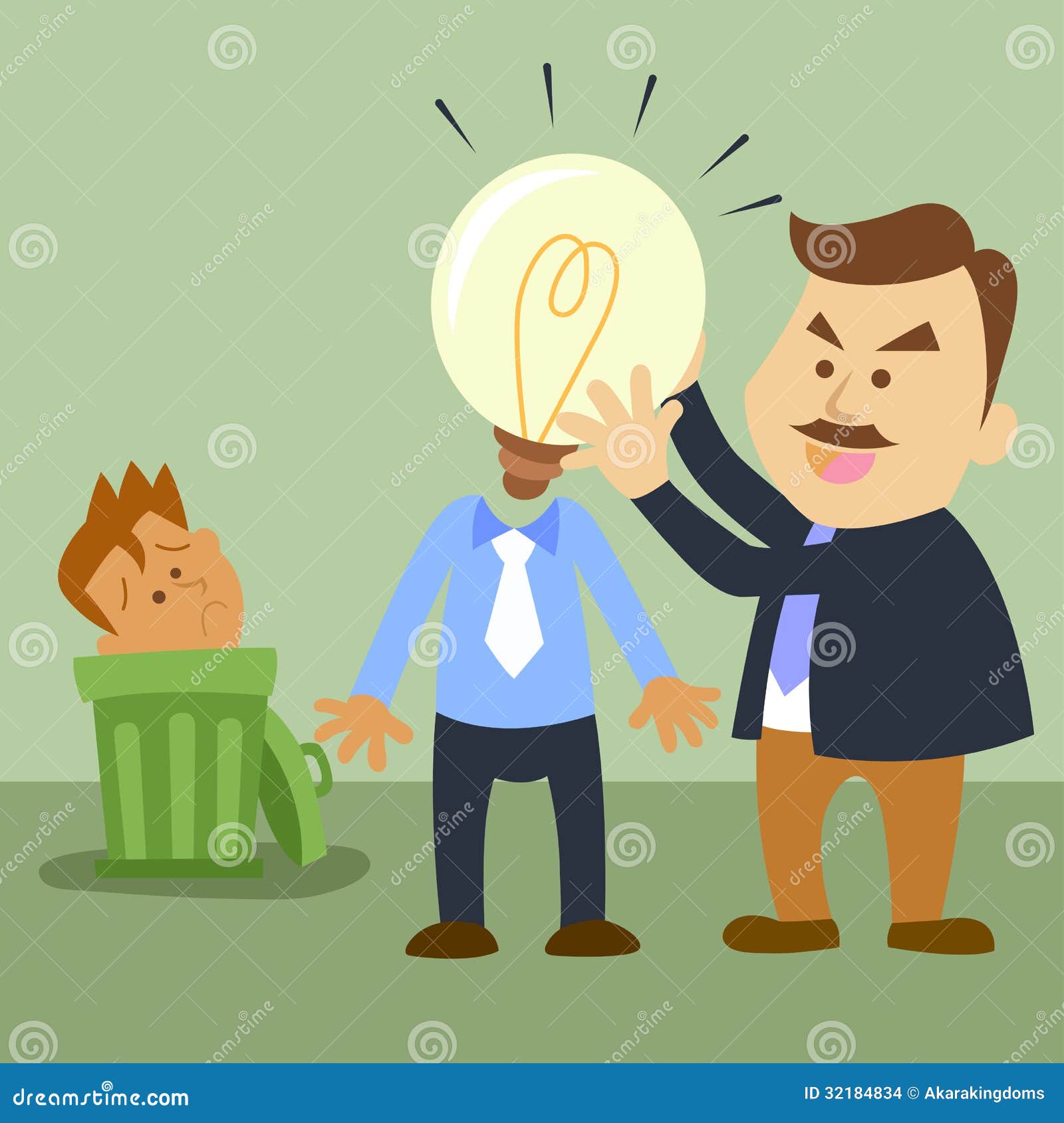 Two Heads With Lamp Logo. Teamwork Synergy Sign. Cartoon Vector ...