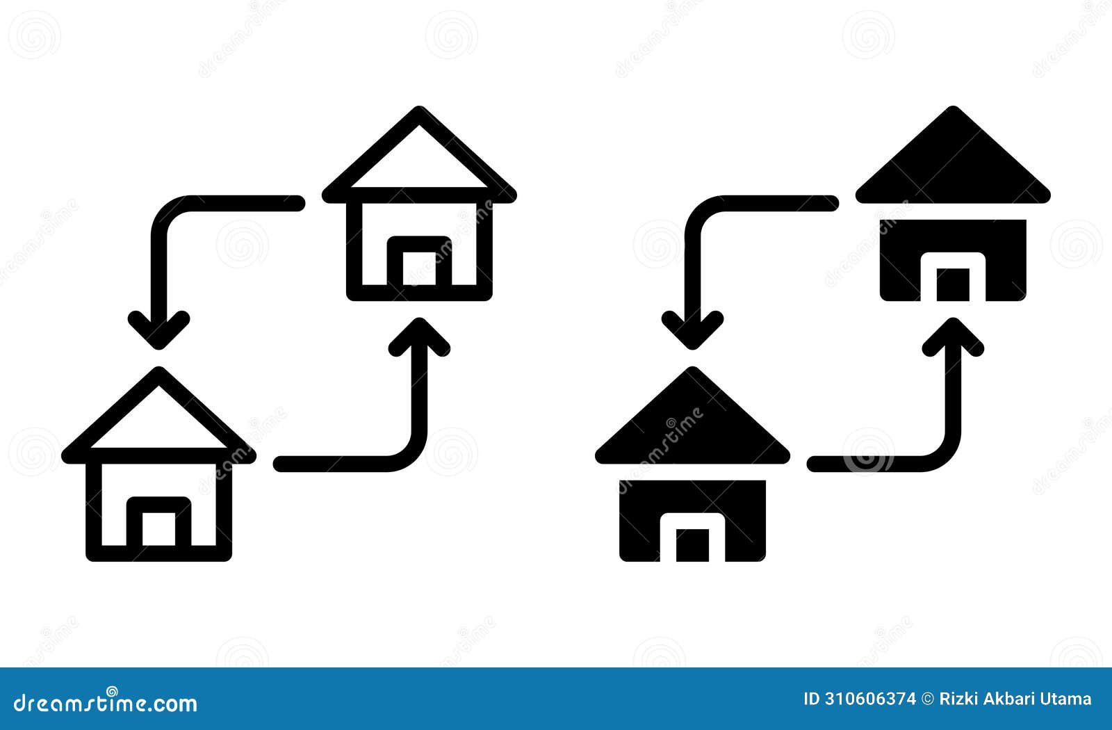 Change House Icon with Outline and Glyph Style. Stock Vector ...
