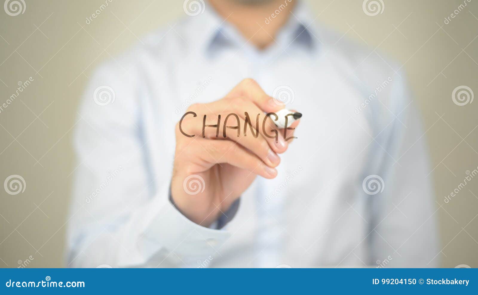 Change, Man Writing on Transparent Screen Stock Photo - Image of ...