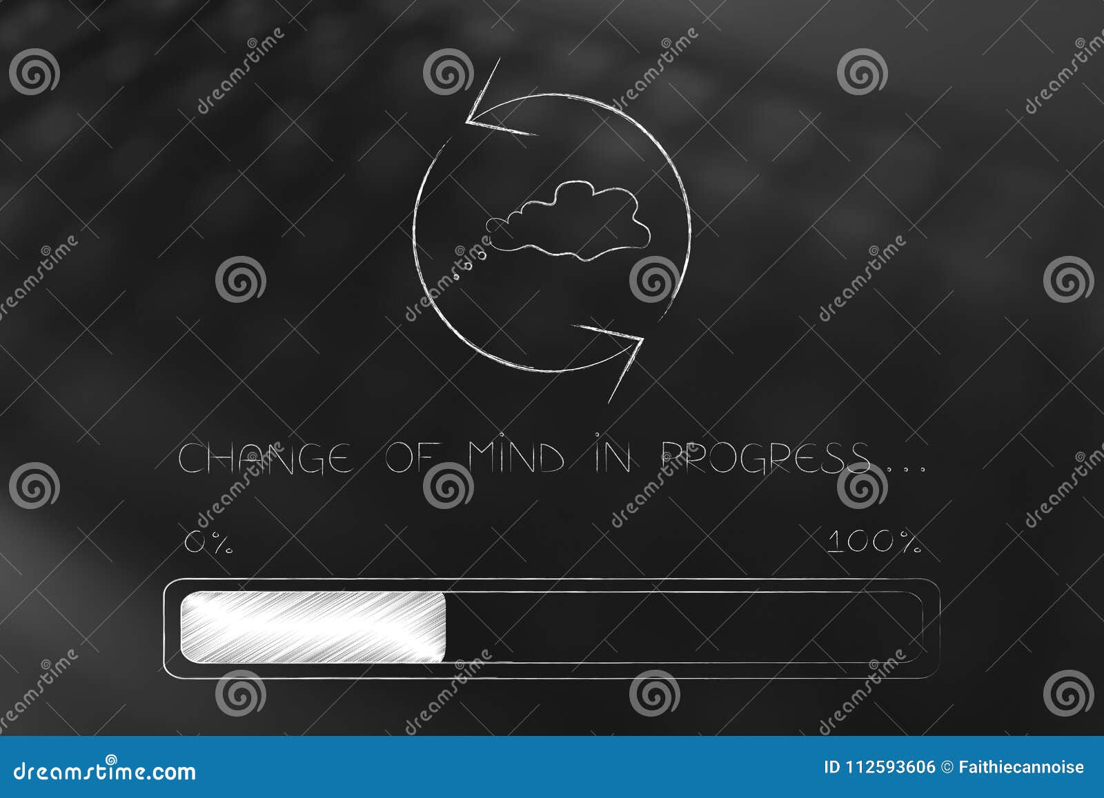 Change of Mind Thought Bubble with Spinning Arrows and Progress Stock ...