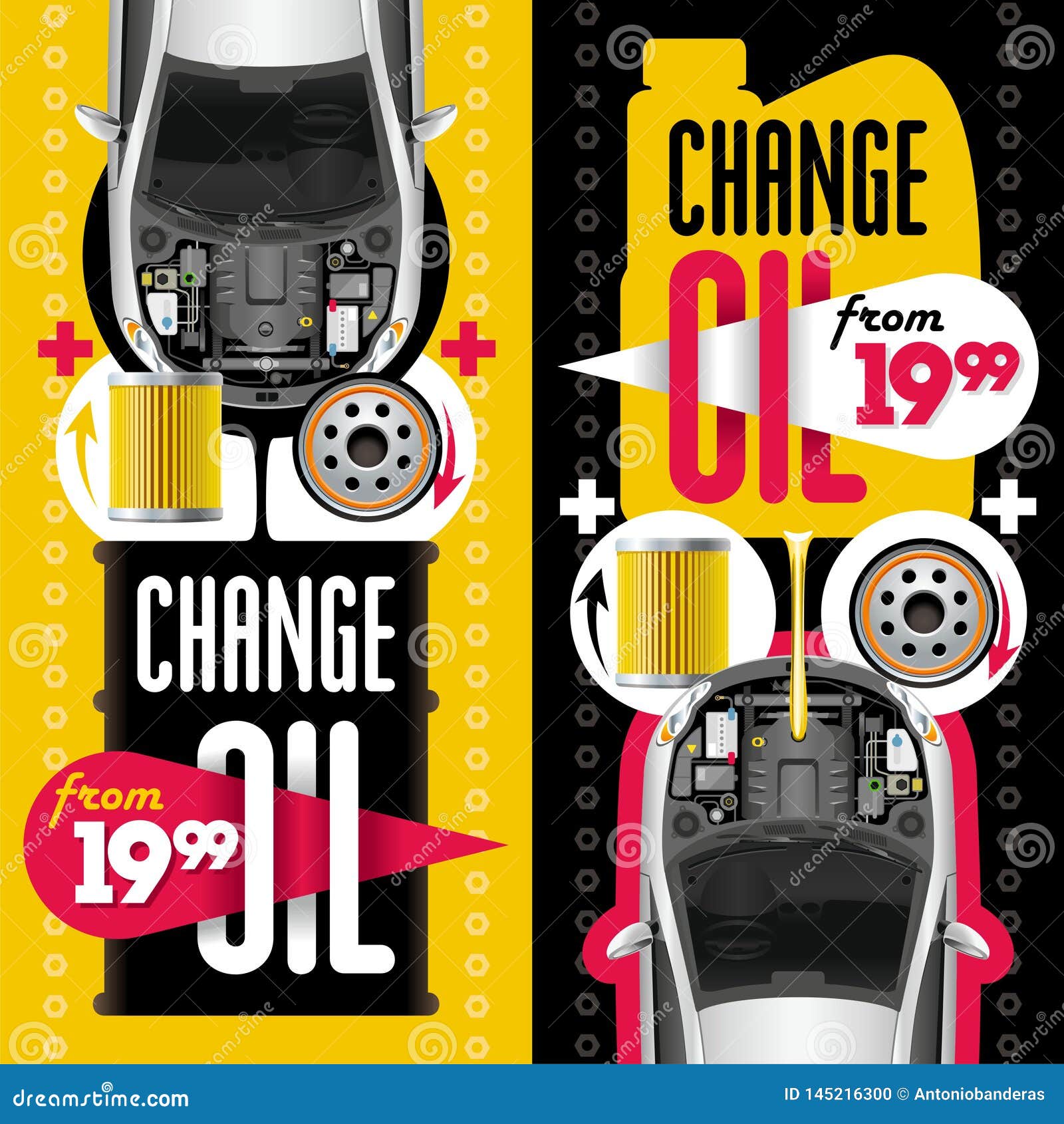 Change Oil Two Two Banners stock vector. Illustration of mechanic ...