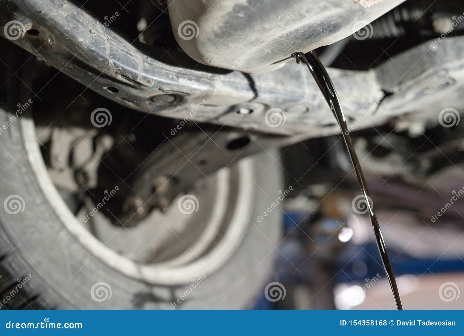 Change the Old Engine Oil for Car. Repair Service. Stock Photo - Image ...