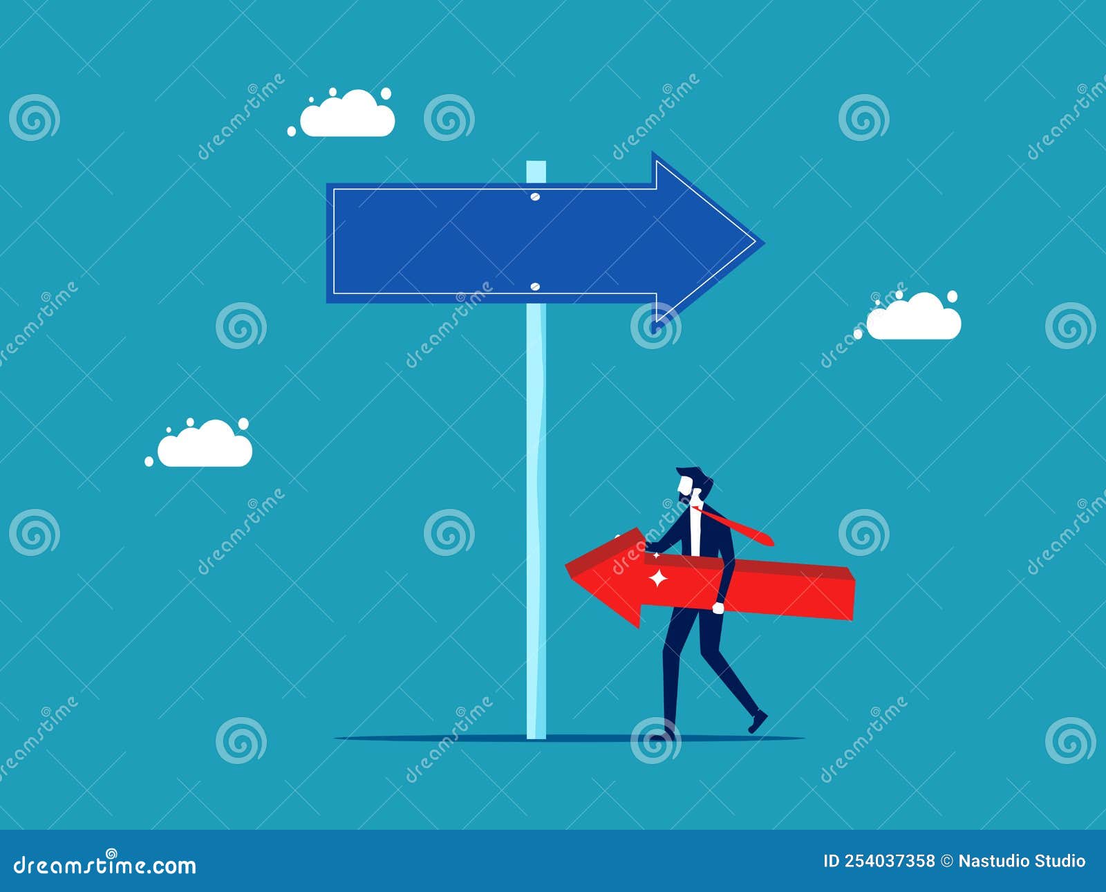 Change in the Opposite Direction. Businessman in Opposite Direction of ...