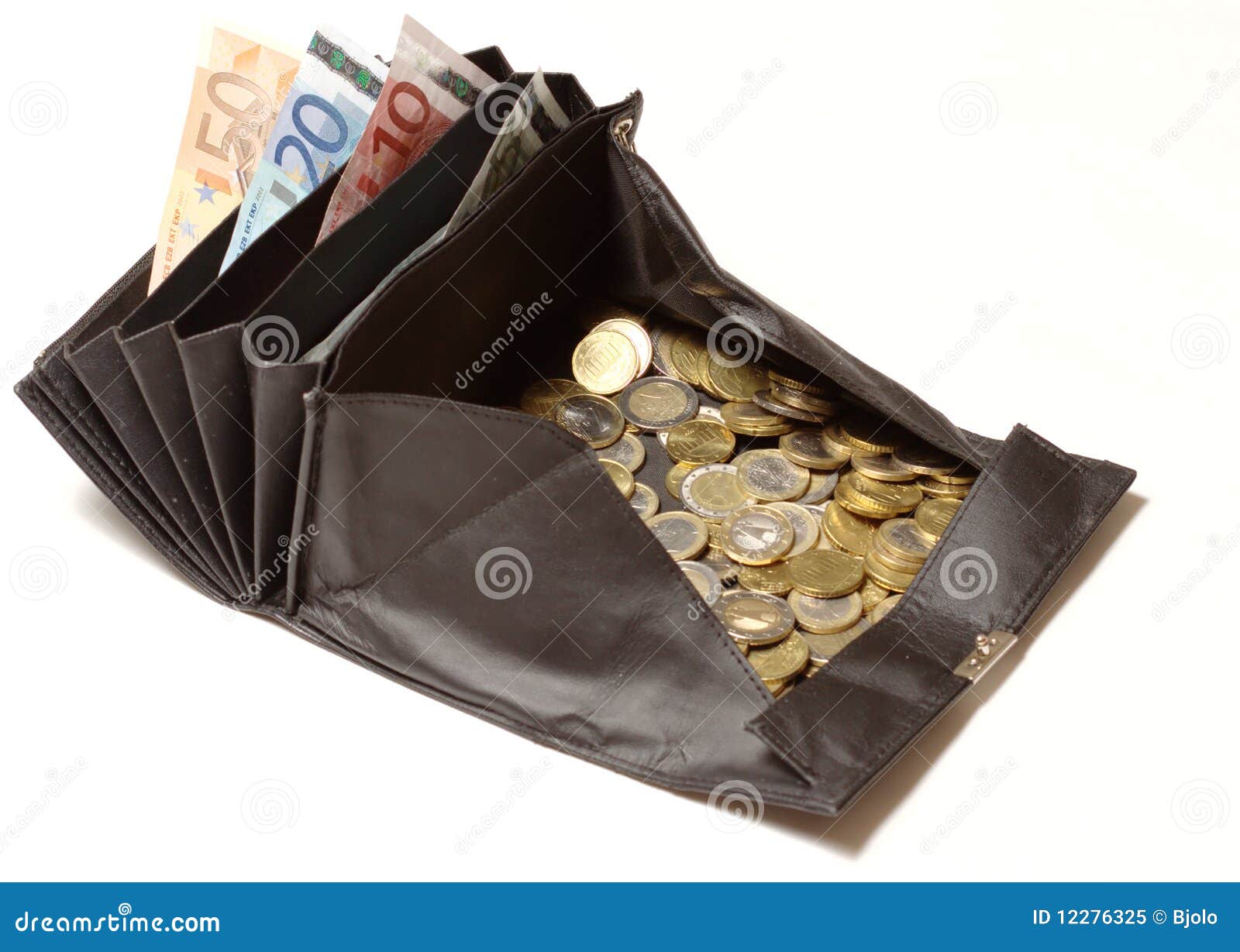 Change Purse with Euro Coins and Bills Stock Image - Image of earn ...