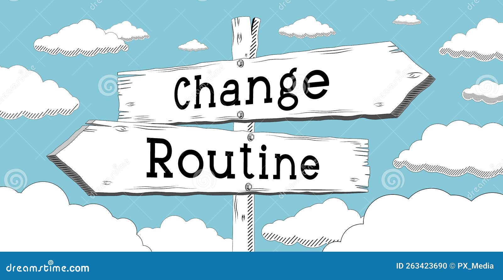 Change and Routine - Outline Signpost with Two Arrows Stock ...