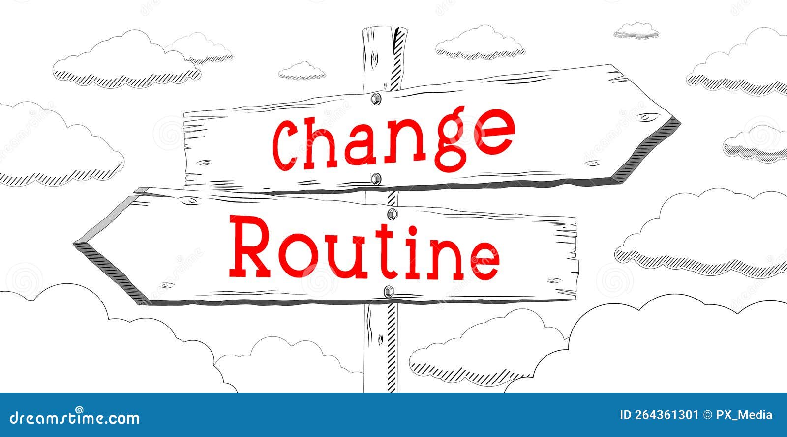 Change and Routine - Outline Signpost with Two Arrows Stock ...