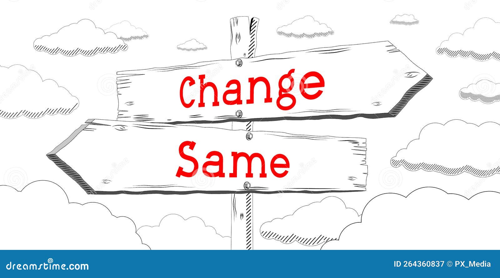 Change, Same - Outline Signpost with Two Arrows Stock Illustration ... Change, Same - Outline Signpost with Two Arrows Stock Illustration ...