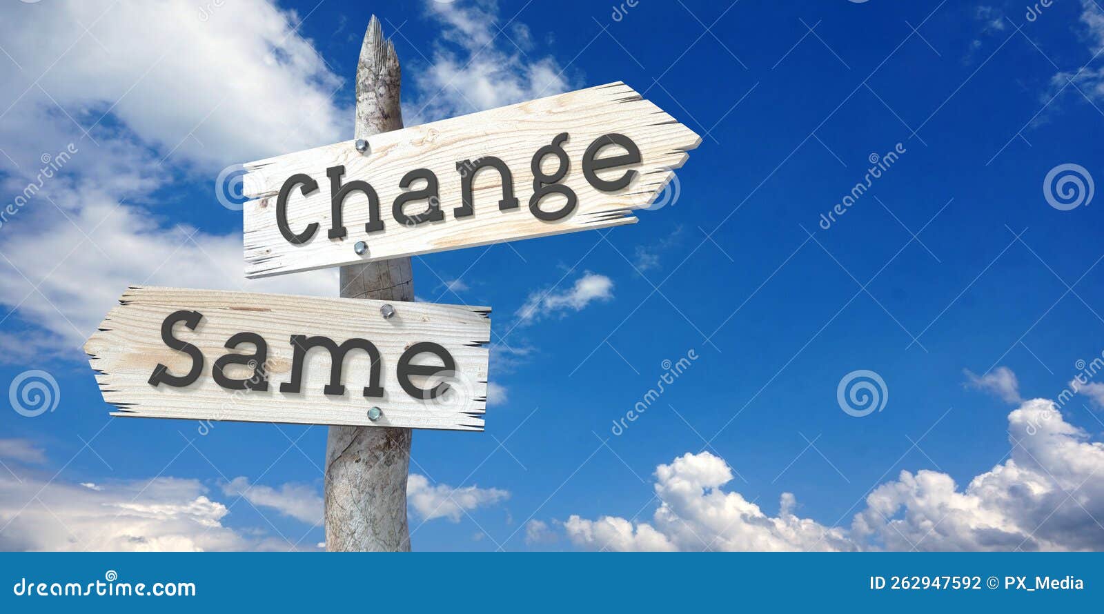 Change, Same - Wooden Signpost with Two Arrows Stock Illustration ... Change, Same - Wooden Signpost with Two Arrows Stock Illustration ...