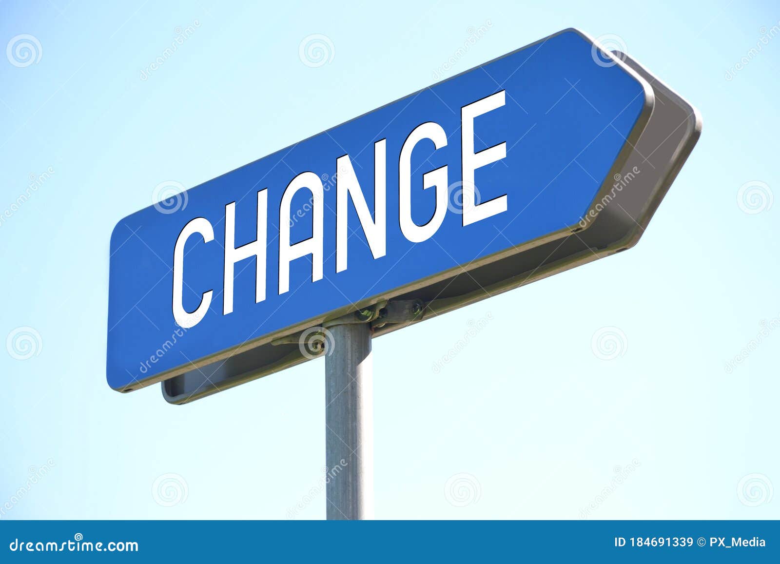 Change - Blue Signpost, Sky Stock Image - Image of pole, text: 184691339