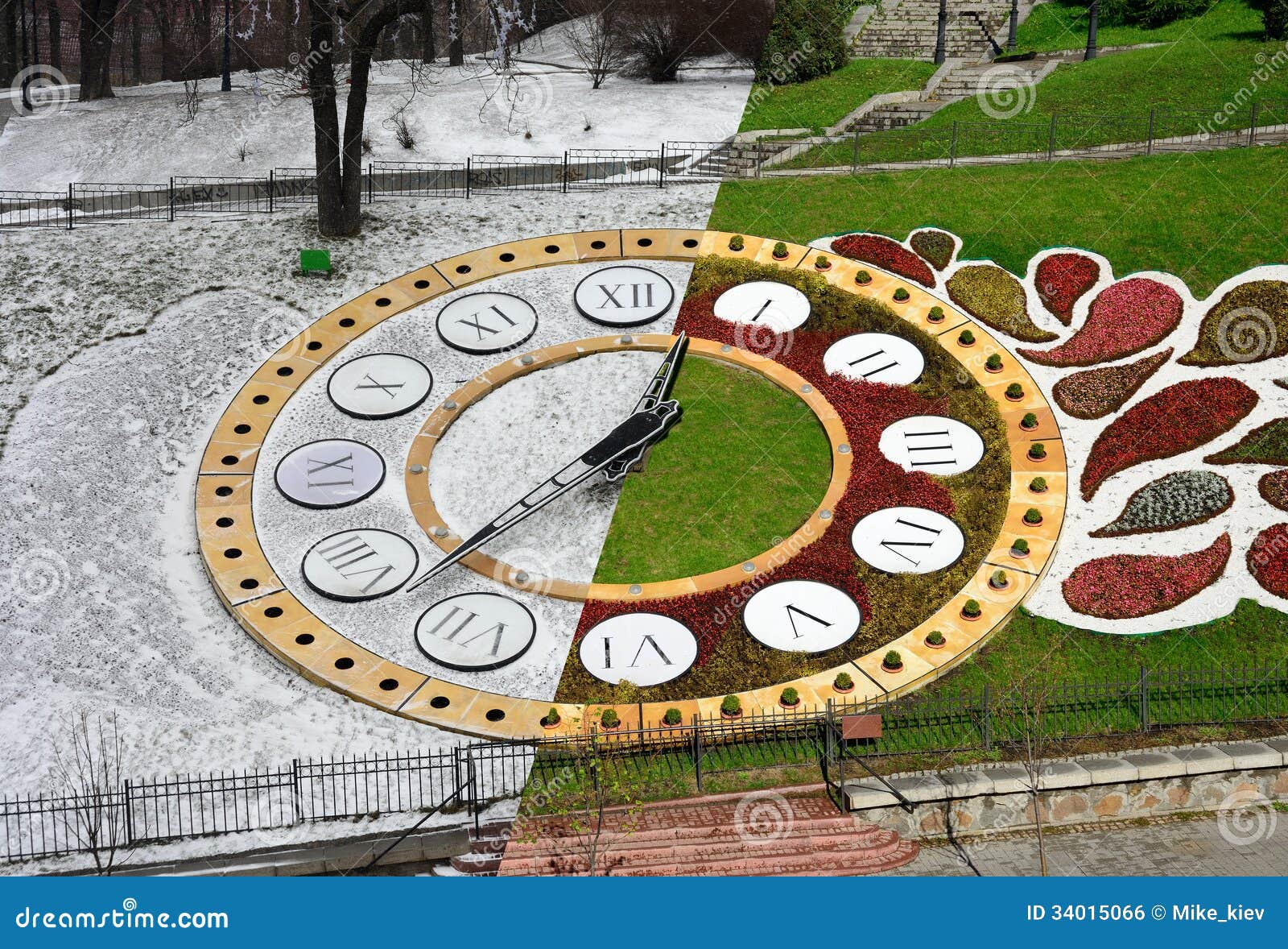 Change Winter To Summer Time on Big Clock Stock Photo - Image of ...