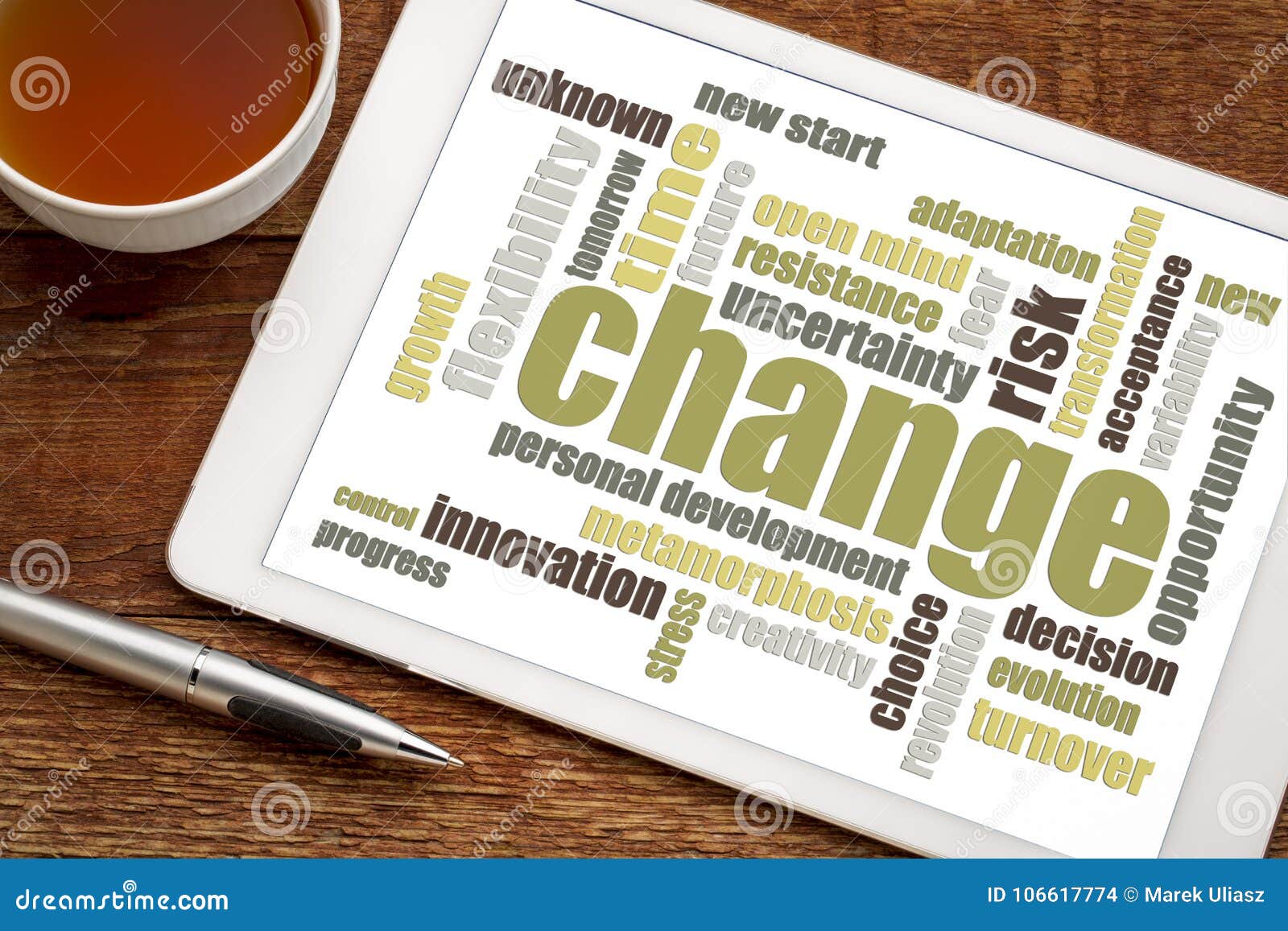 Change Word Cloud on Tablet Stock Photo - Image of cloud, opportunity ...