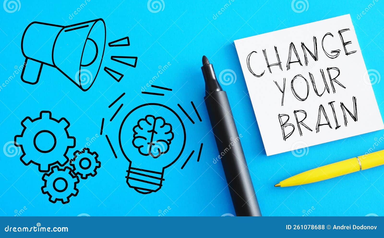 Change Your Brain is Shown Using the Text Stock Photo - Image of ...