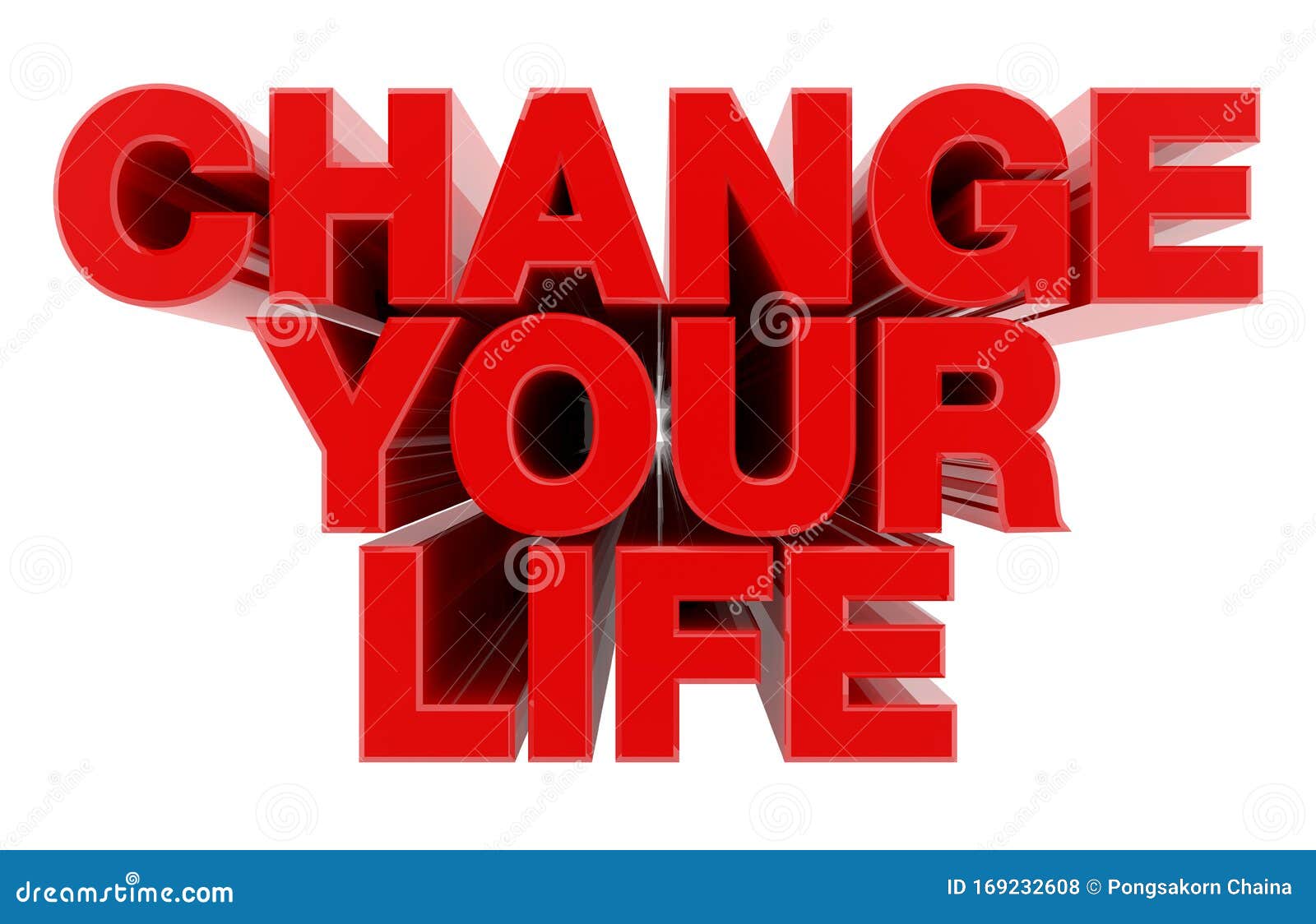 CHANGE YOUR LIFE Red Word on White Background Illustration 3D Rendering ...