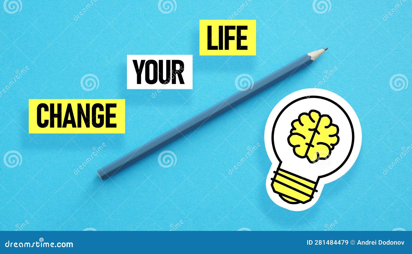 Change Your Life is Shown Using the Text and Picture of the Lamp with ...