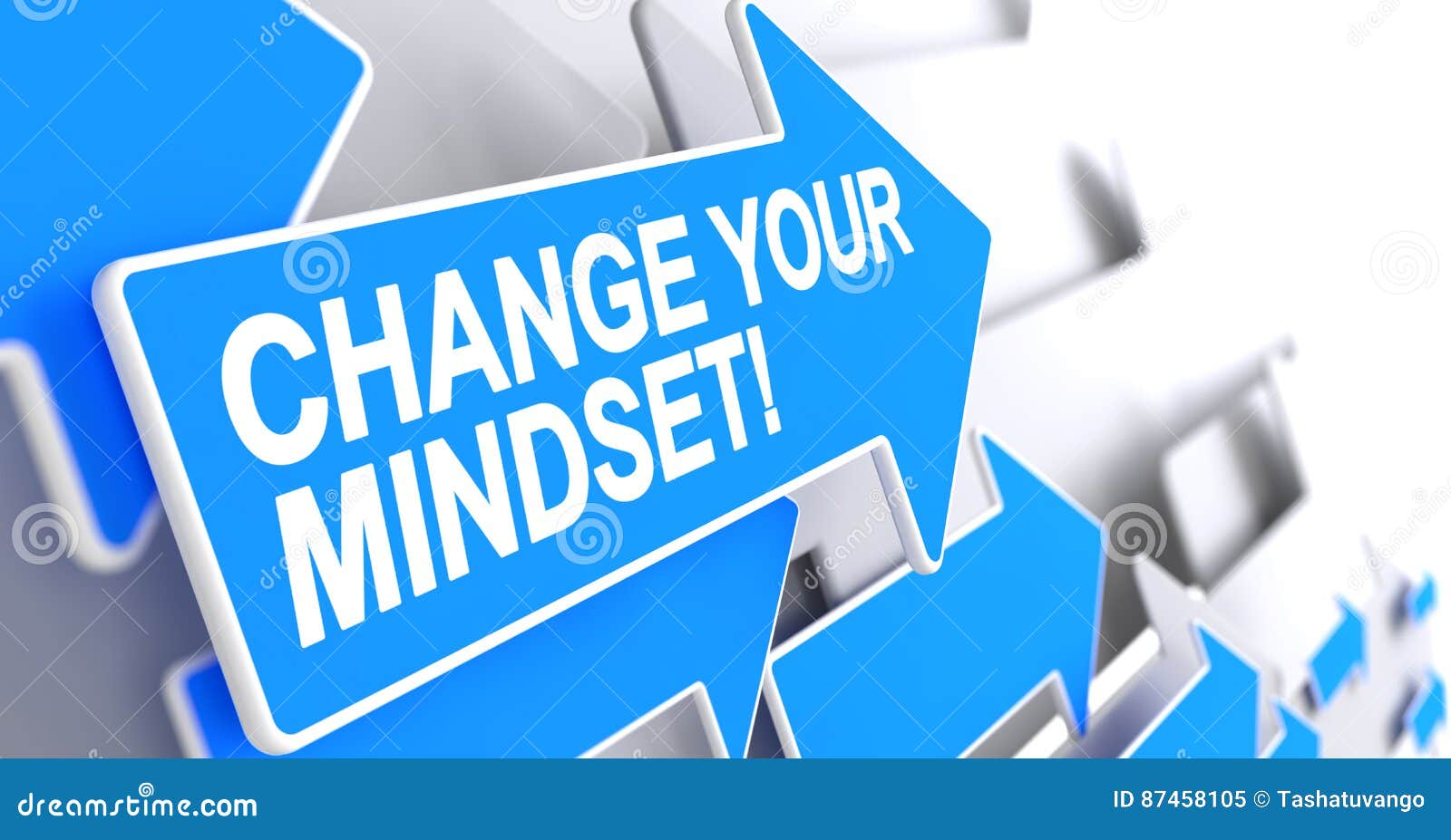 Change Your Mindset - Text on the Blue Pointer. 3D. Stock Illustration ...