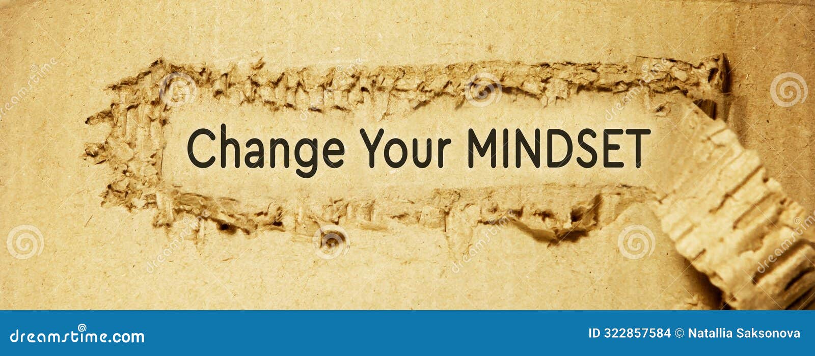 Change Your Thinking, Text Under Torn Cardboard, on White Background ...