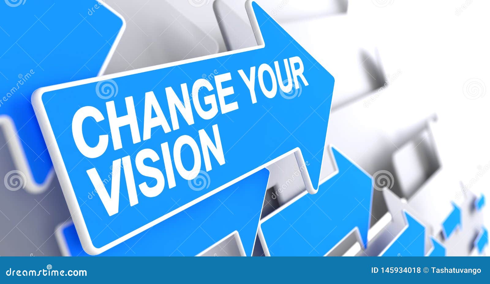 Change Your Vision - Message on the Blue Arrow. 3D. Stock Illustration ...