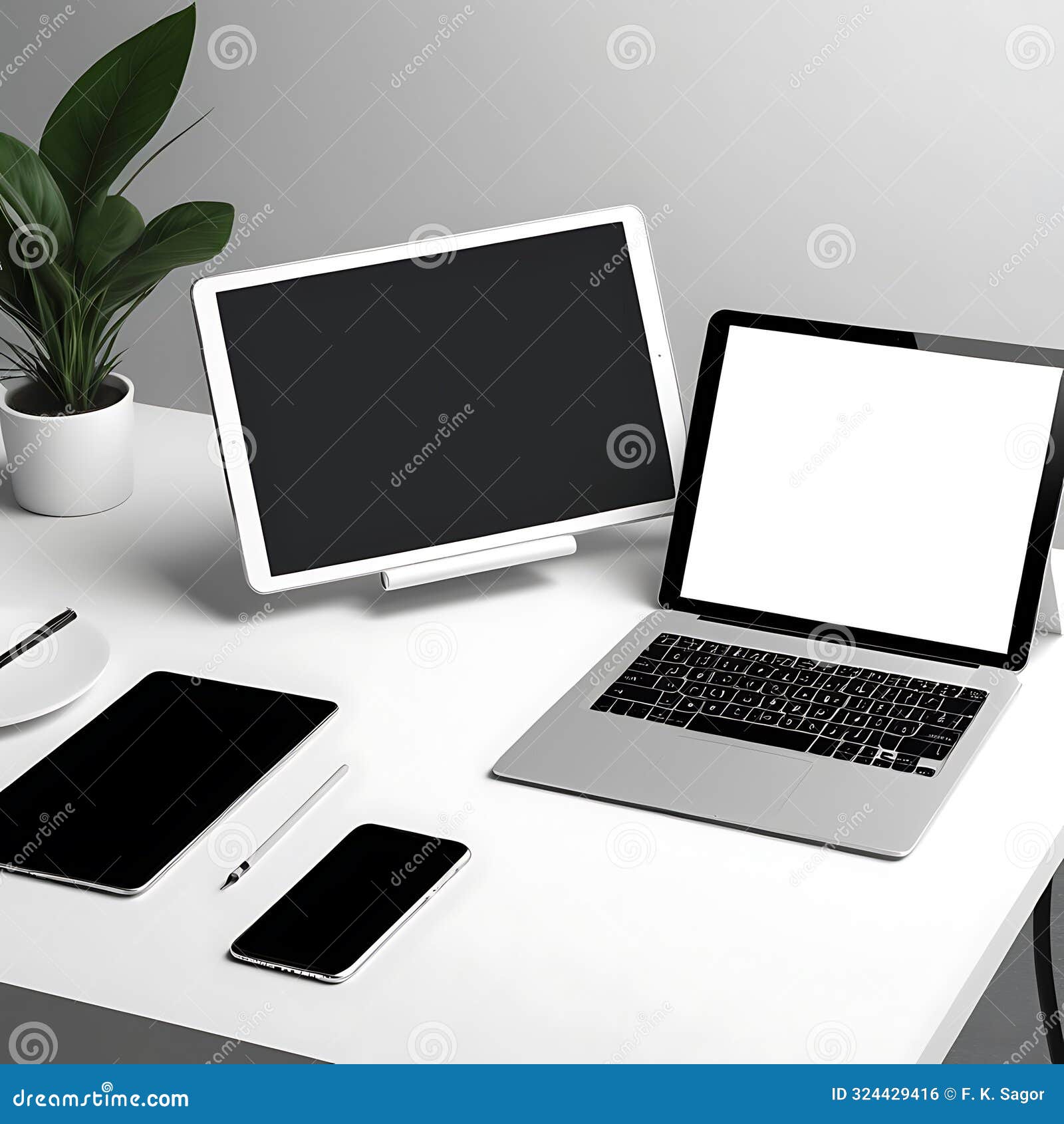 Realistic Laptop Screen Mockup Design Template Stock Illustration ...