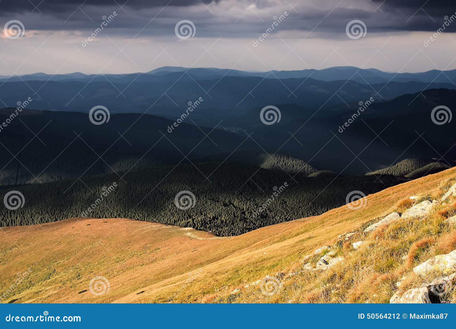 Changeable Weather in Mountains Stock Photo - Image of landscapes, lawn ...
