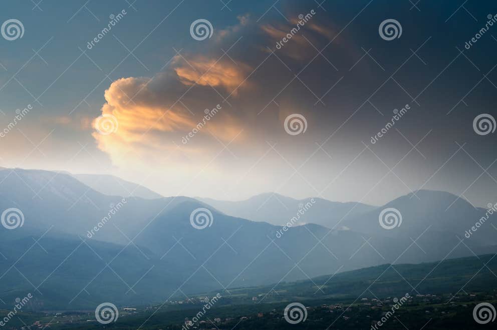 Changeable Weather in Mountains Stock Photo - Image of landscape, dark ...