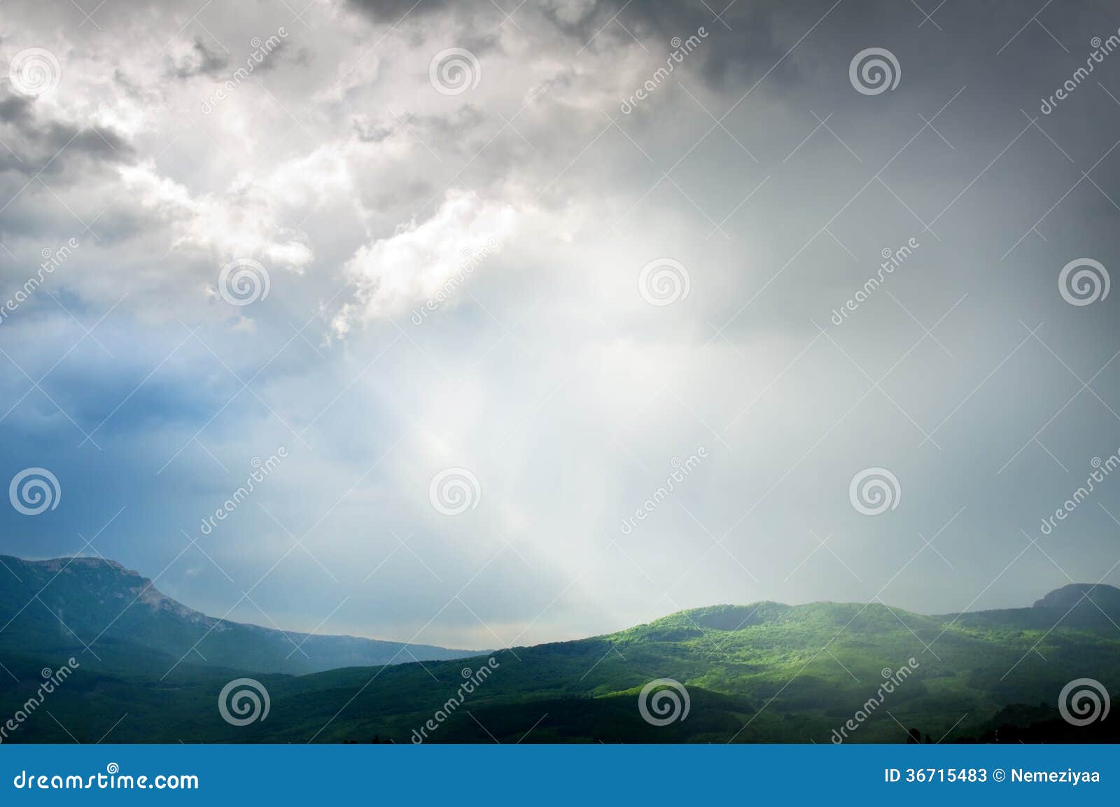 Changeable Weather in Mountains. Stock Image - Image of morning ...