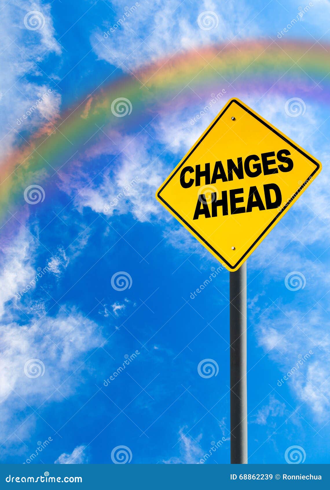 Changes Ahead Sign Post In A Highway Royalty-Free Stock Photo ...