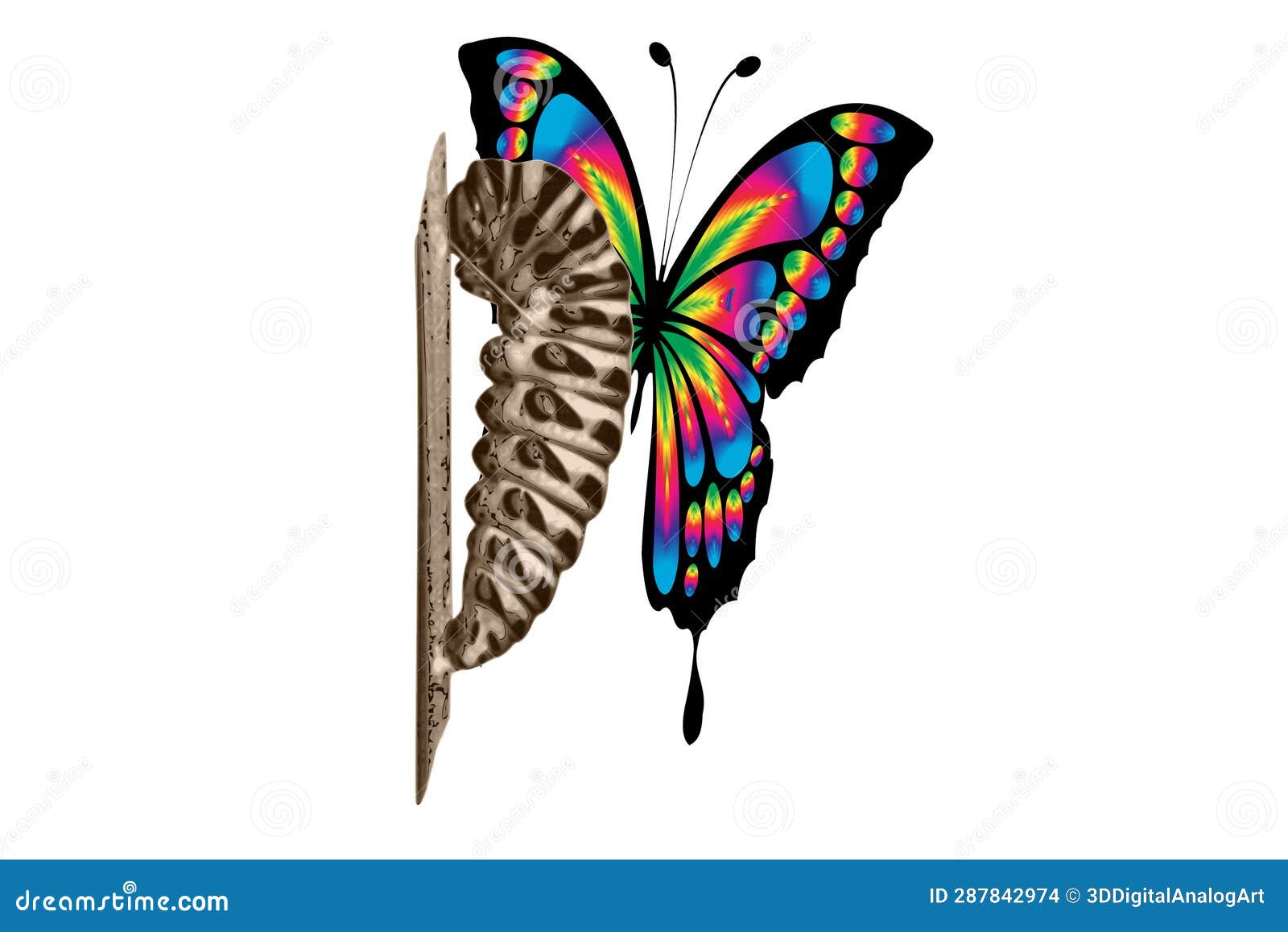 Changes: a Caterpillar that Transforms into a Butterfly - Vector Stock ...