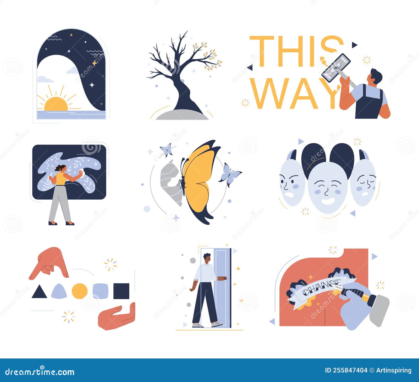 Changes Concept Set. Transformation or Evolution Metaphor Stock Vector ...