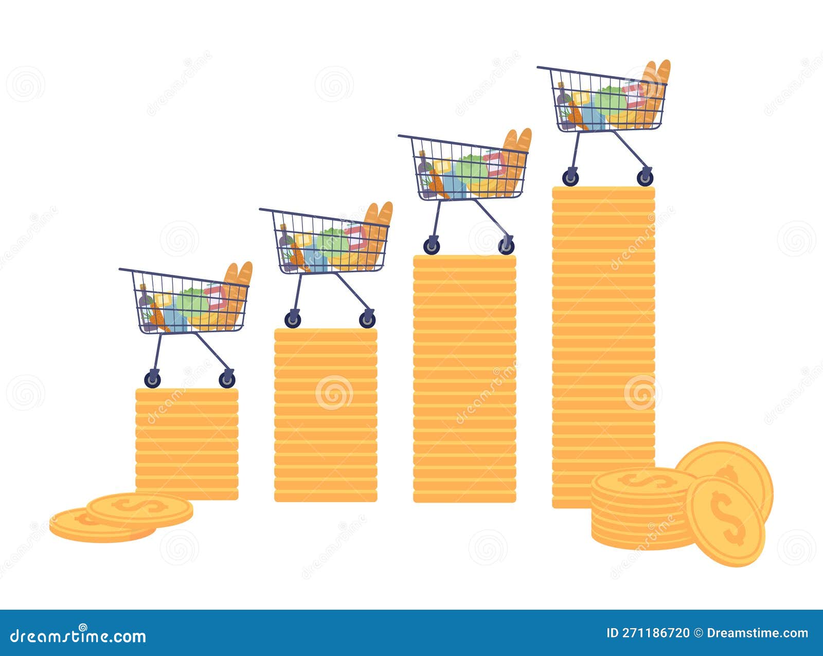 Changes in Grocery Prices Flat Concept Vector Spot Illustration Stock ...