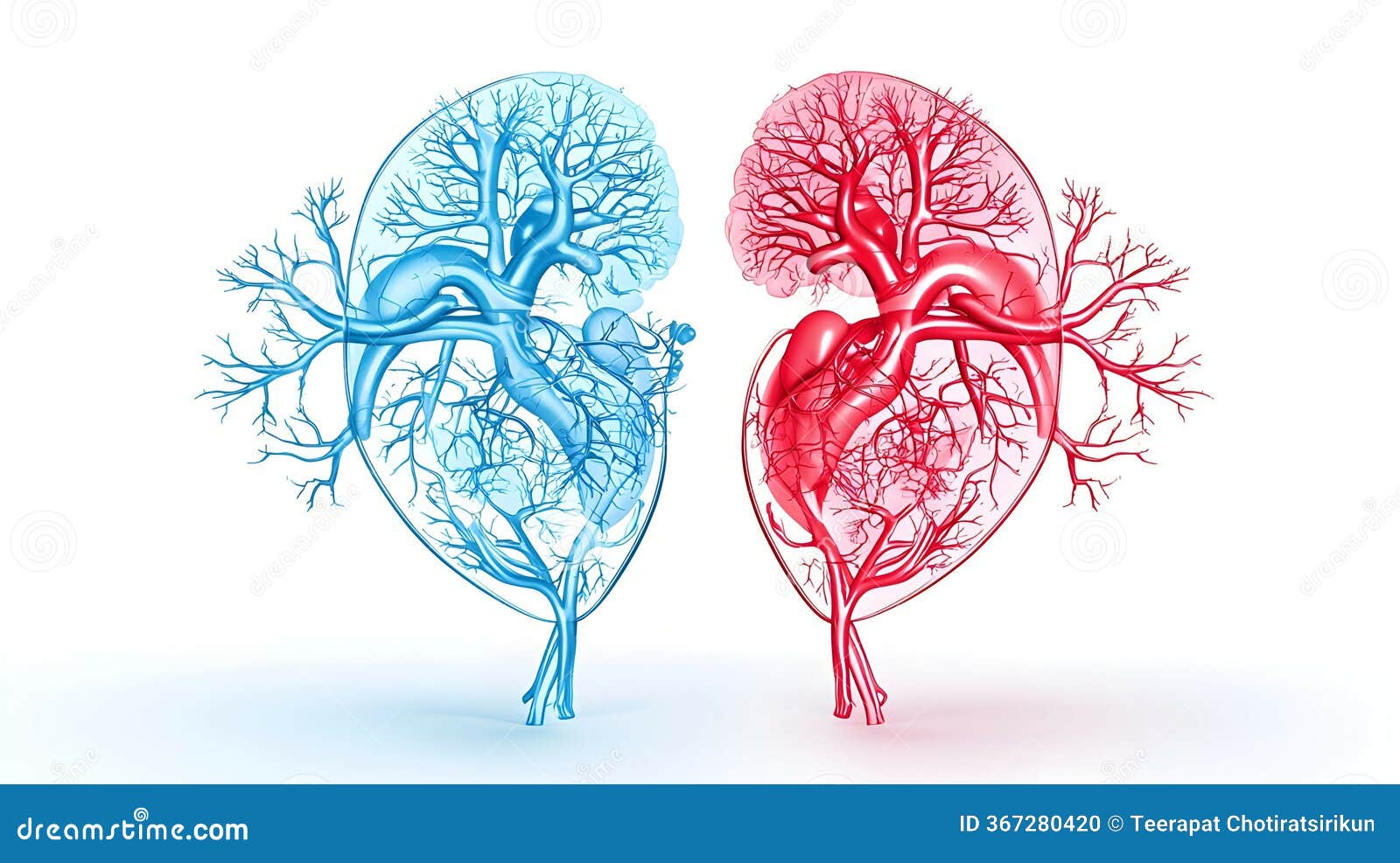 Human Cardiovascular System With Magnified Blood Vessels And 3D Heart ...