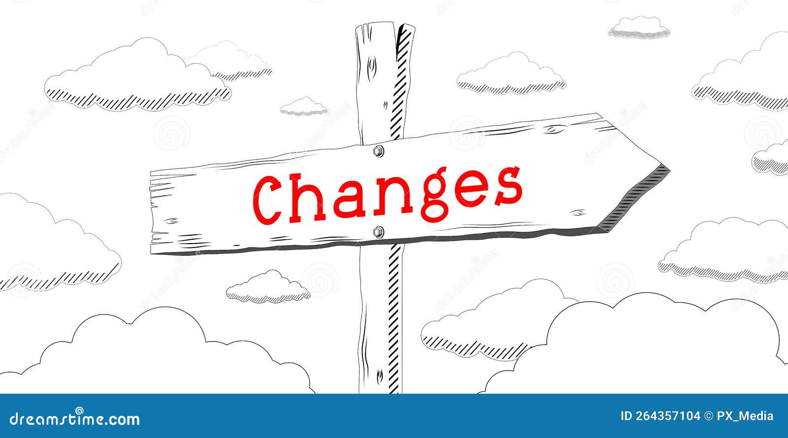 Changes - Outline Signpost with One Arrow Stock Illustration ...