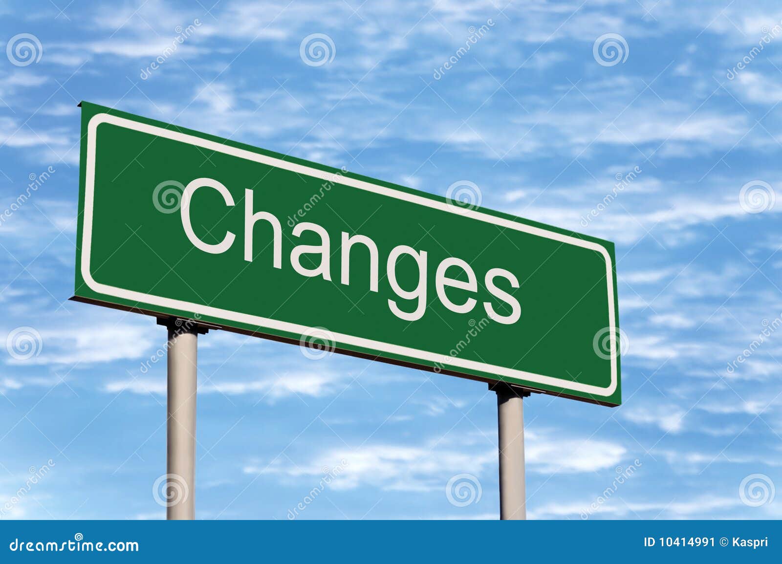 Changes Road Sign Against Sky and Clouds Stock Illustration ...