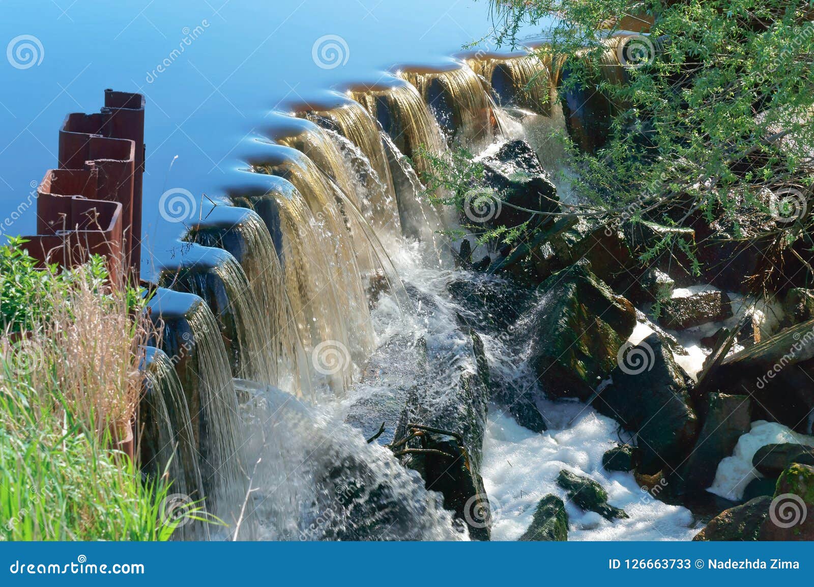 Changes in Water Channel, Waterfall Reservoir Construction Stock Image ...