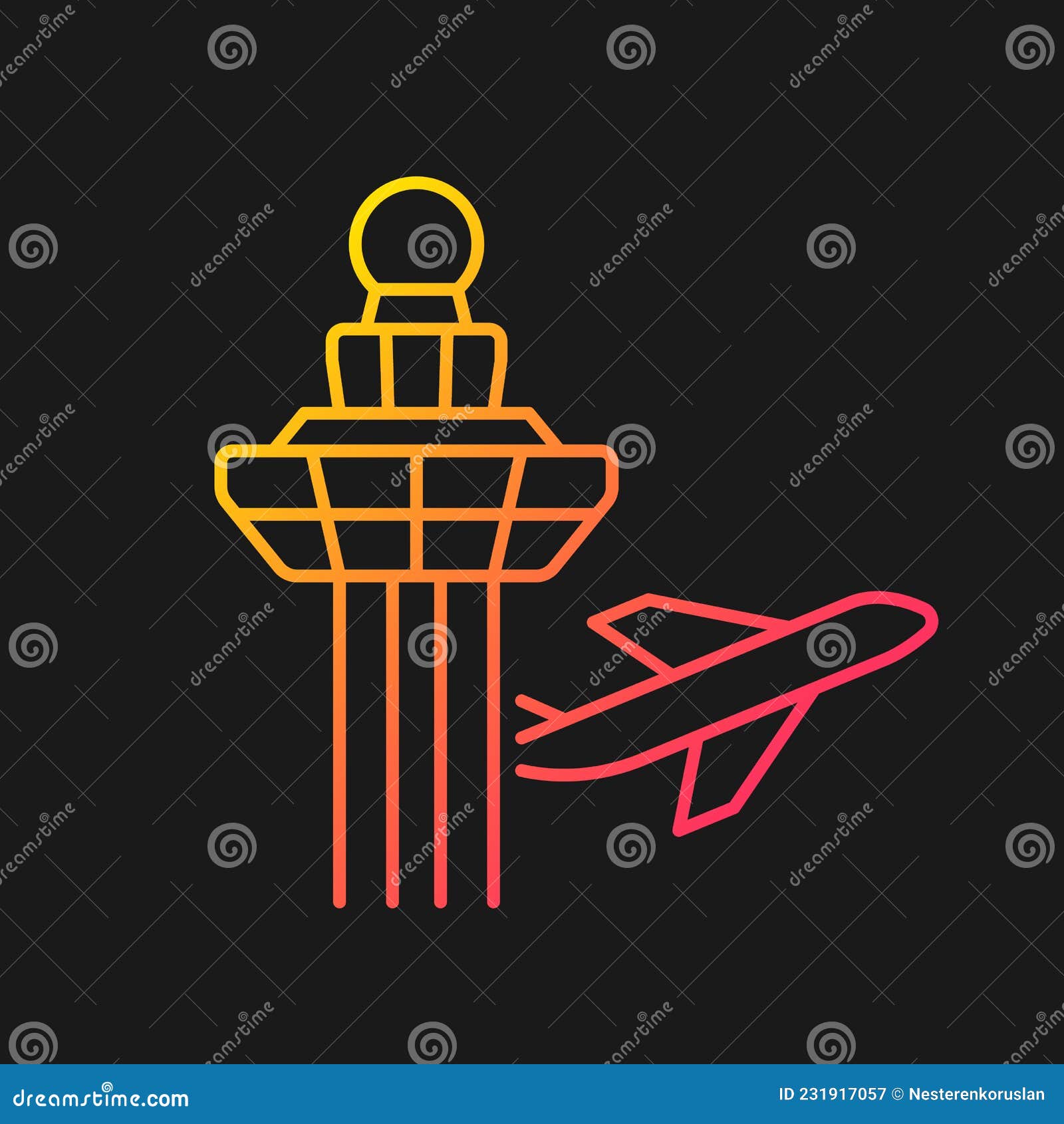 Changi Airport Control Tower Gradient Vector Icon for Dark Theme Stock ...