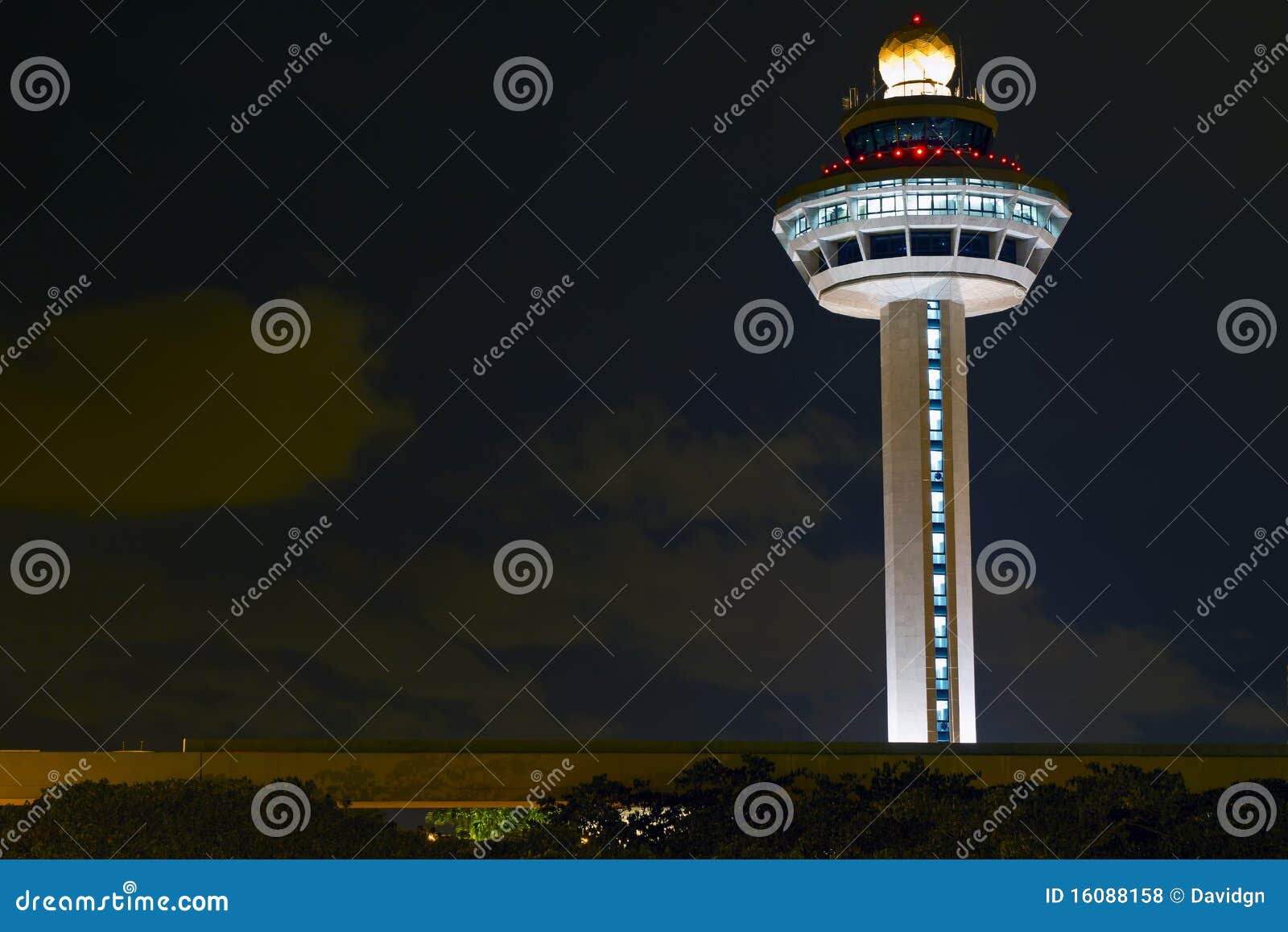Changi Airport Controller Tower at Night Stock Photo - Image of ...