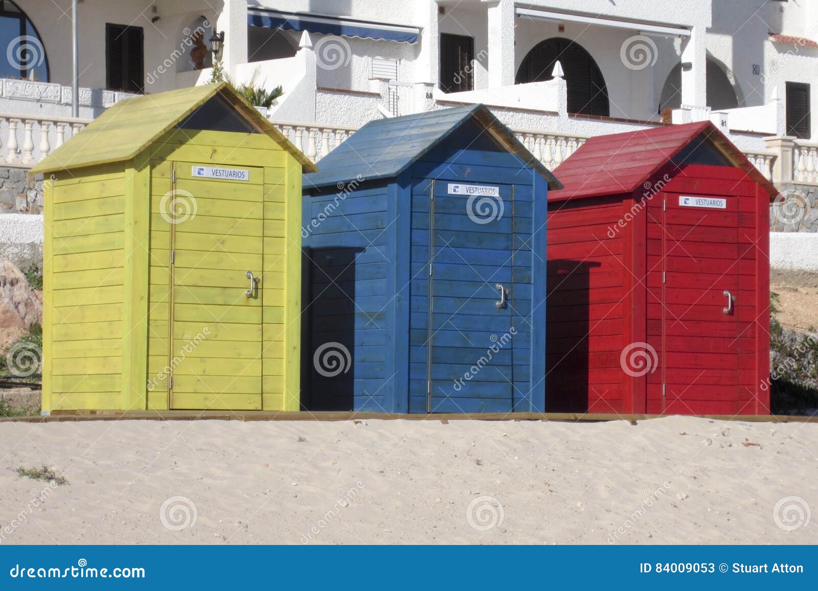 Changing beach huts stock image. Image of coconut, holiday - 84009053