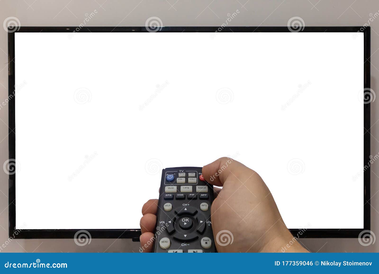 Changing the Channels on a TV Concept Stock Photo - Image of button ...