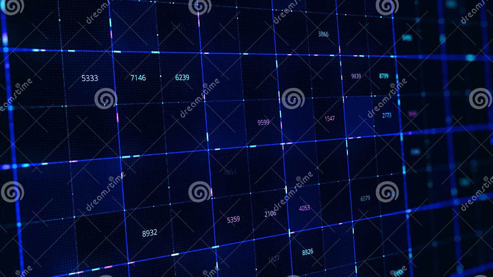 Changing Data in Numeric Table. Animation. Neon Digital is Table with Changing Numbers in Cells ...