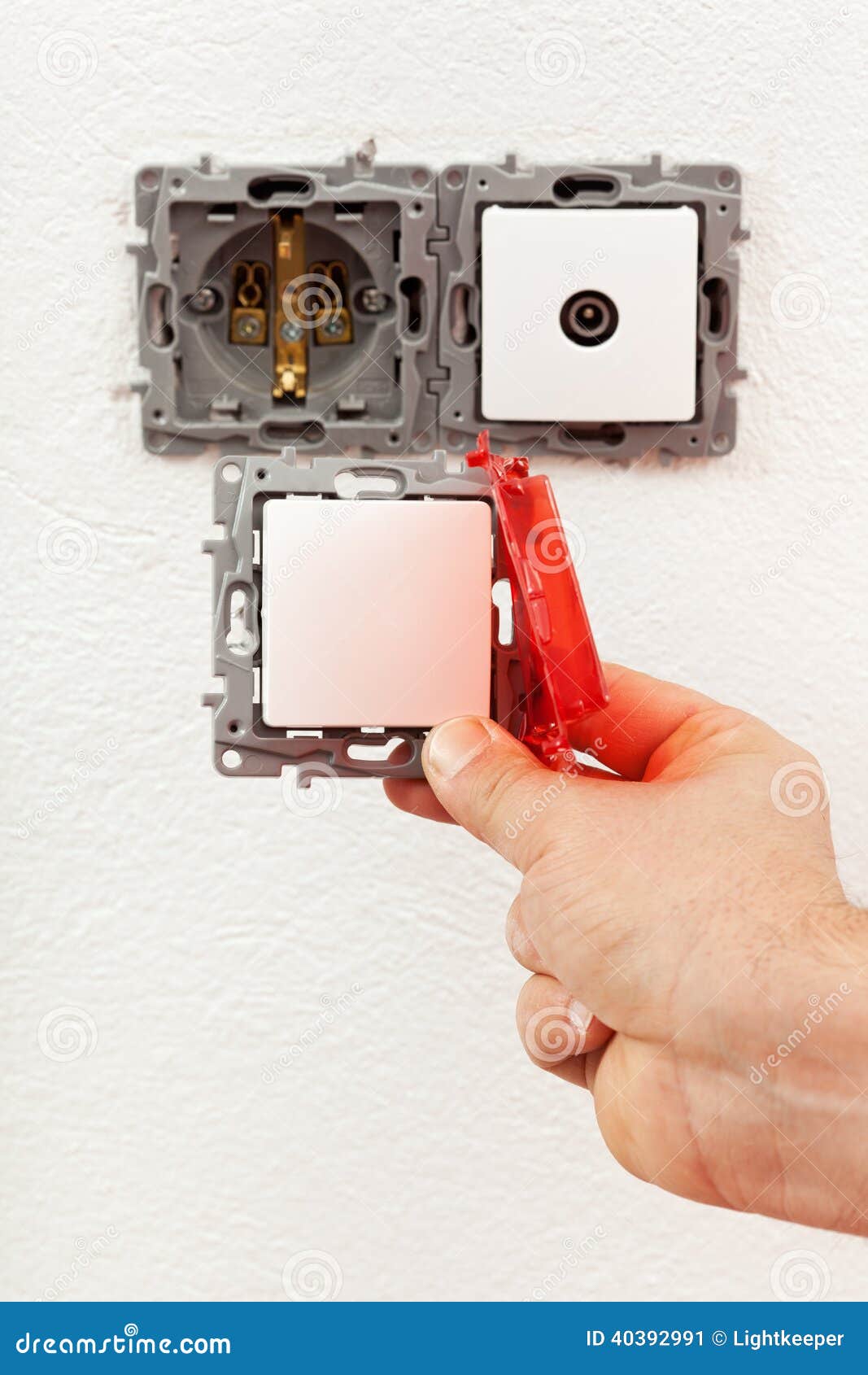 Changing a Defective Electrical Wall Fixture Stock Image - Image of ...