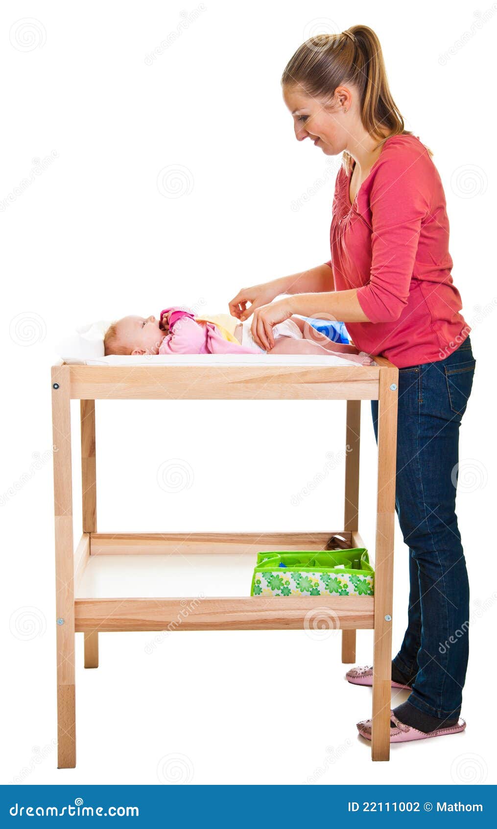 Changing Diaper Isolated on White Stock Photo - Image of happy, infant ...