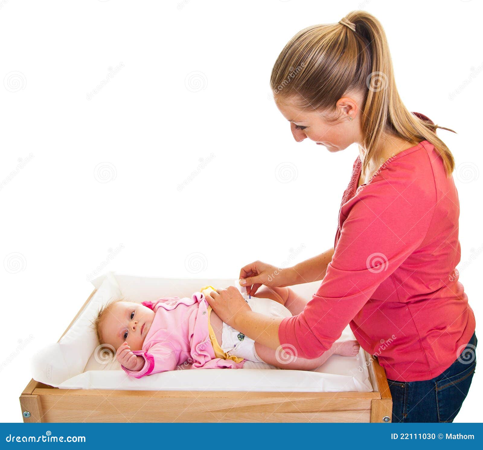 Changing Diaper Isolated on White Stock Photo - Image of infant ...