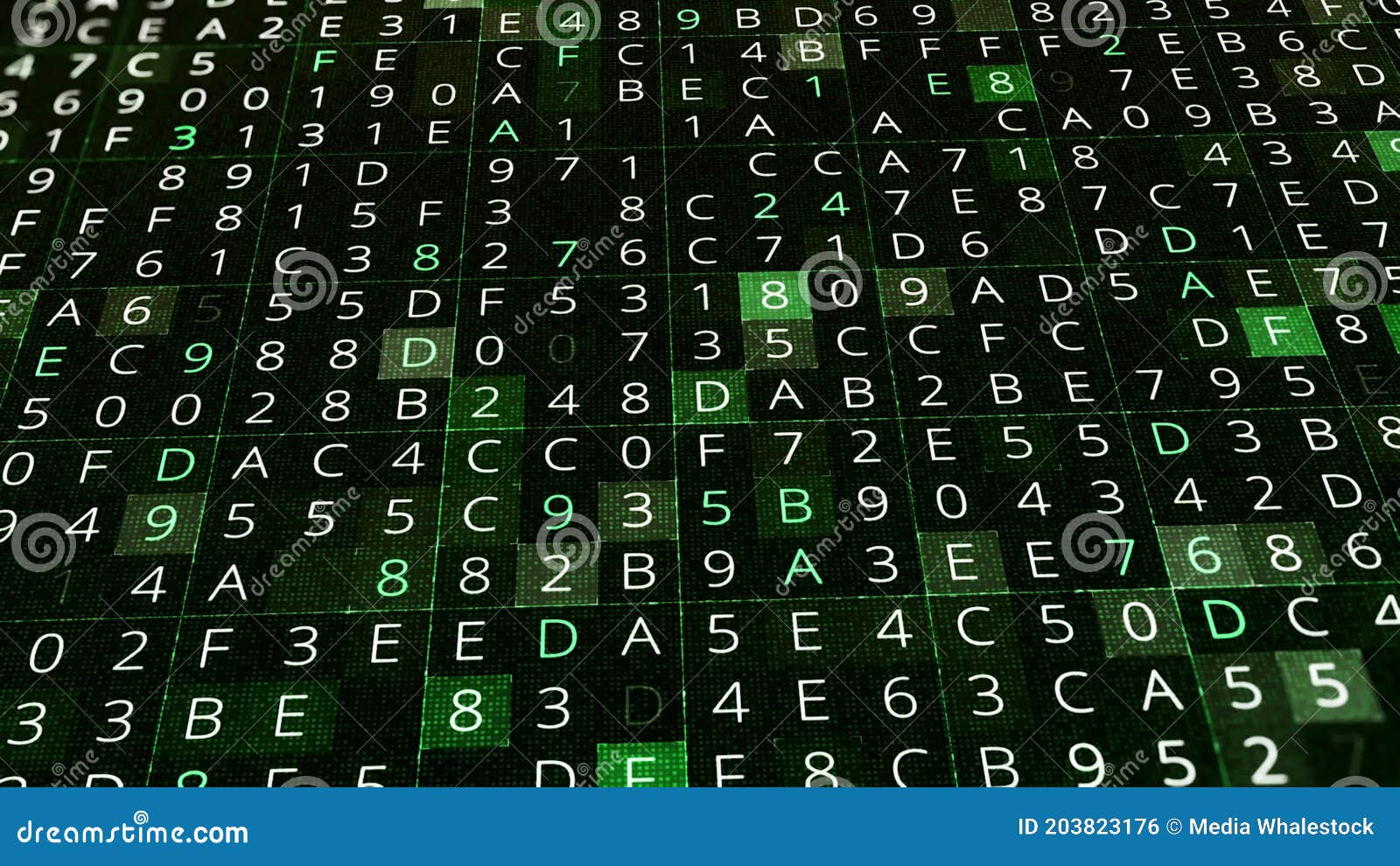 Changing Digital Code of Matrix. Animation. Background from Numerical Data of Computer System ...