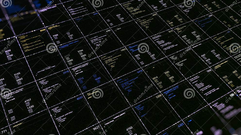 Changing Digital Data in Database. Animation. Large Database Distributed Across Cells with ...
