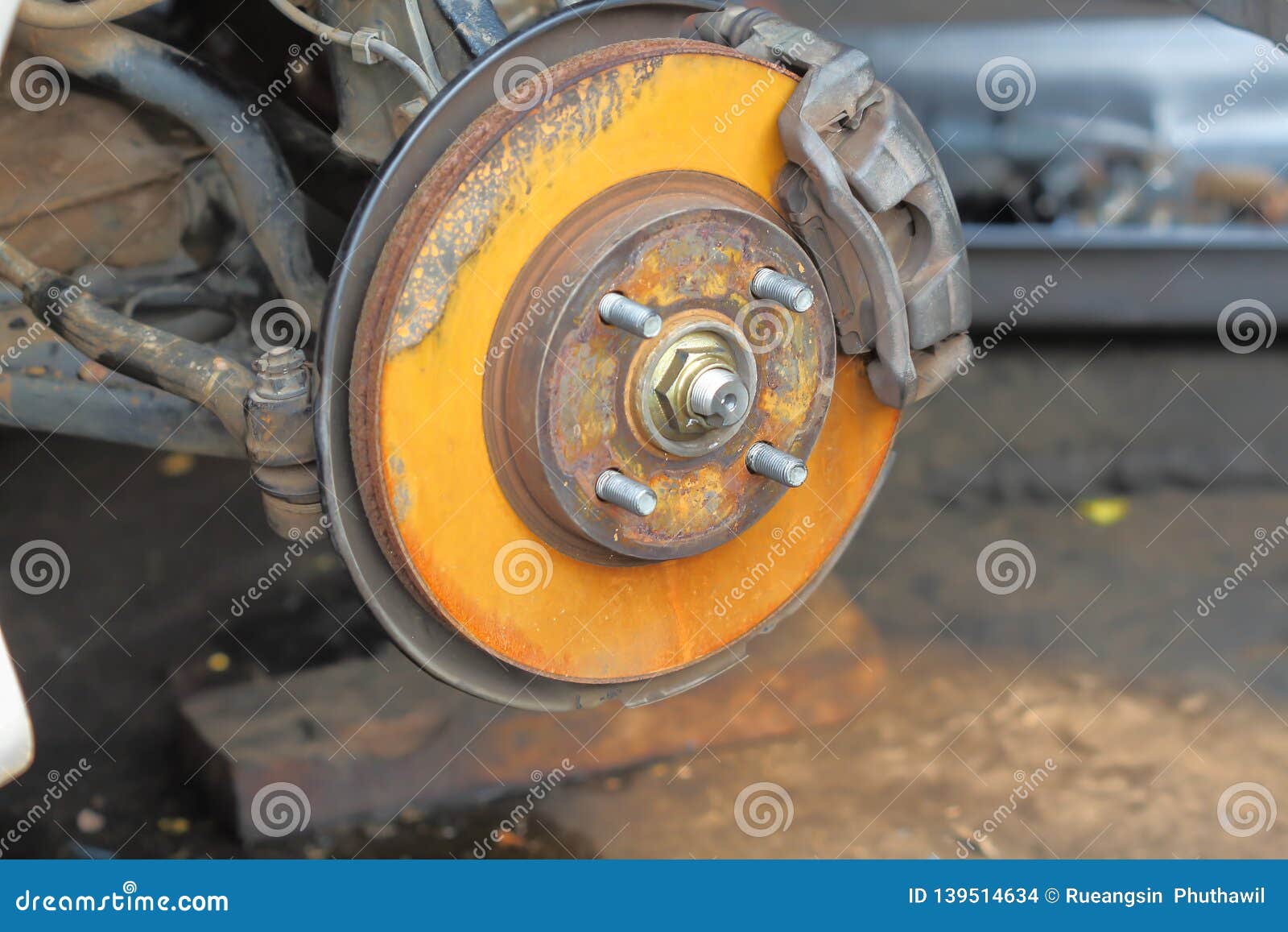 Changing the disc brake stock photo. Image of repairman - 139514634