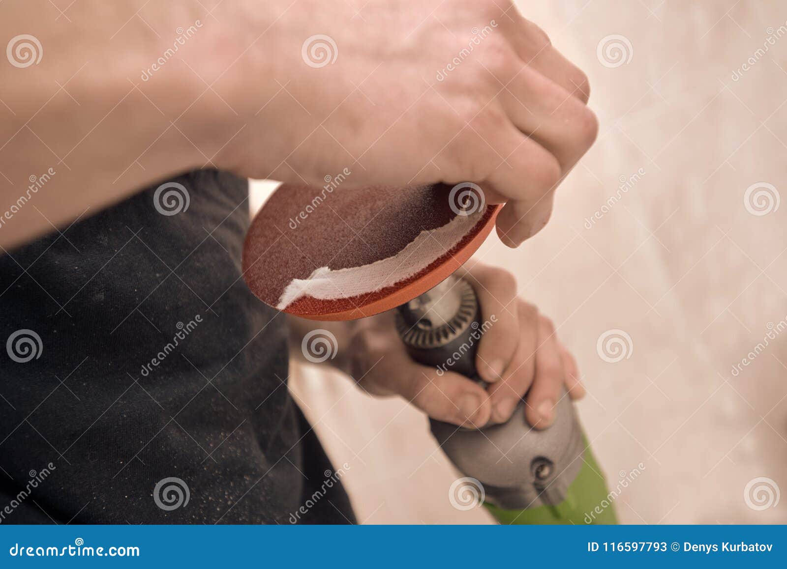 Changing of grinding disc stock image. Image of drill - 116597793